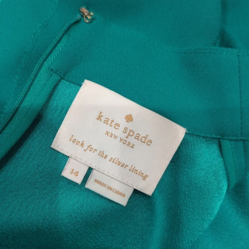 kate spade | Dresses | Kate Spade Satin Crepe Flutter Sleeve Green ...